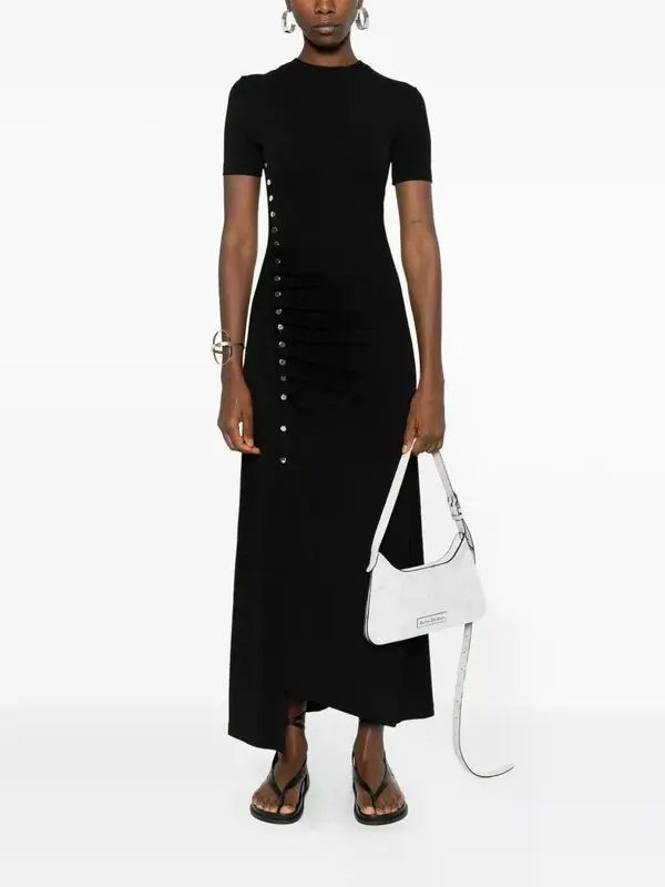 Rabanne Pleated Asymmetrical Hem Dress