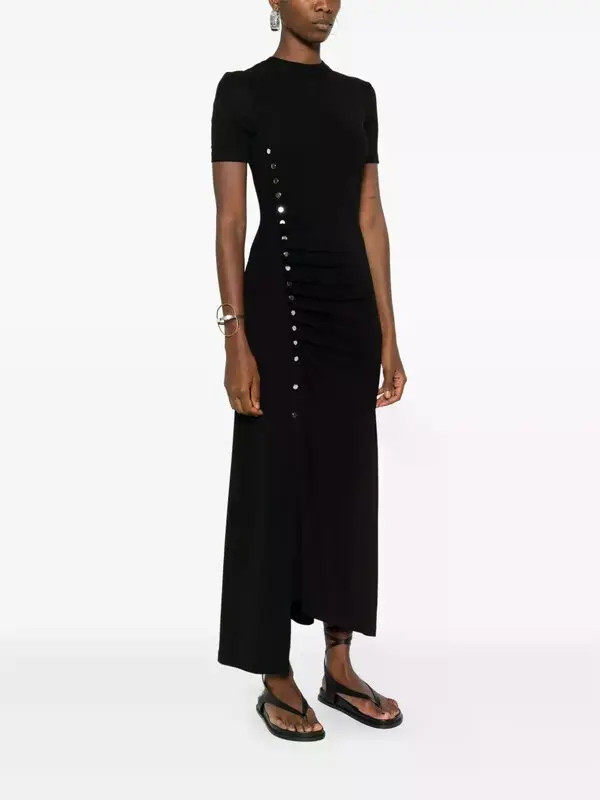 Rabanne Pleated Asymmetrical Hem Dress