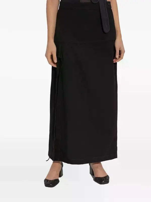 LEMAIRE Lemiare High-waisted Maxi Skirt With Side Slit And Buckle Detail - Black