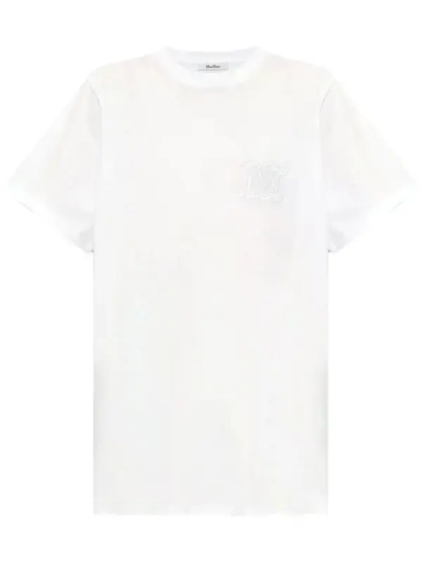 Max Mara Monogram-embroidered Cotton T-shirt - White