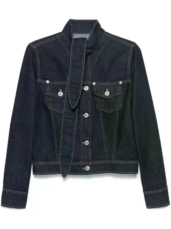 LANVIN Indigo Denim Pussy-bow Collar Jacket