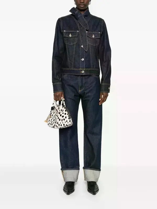LANVIN Indigo Denim Pussy-bow Collar Jacket