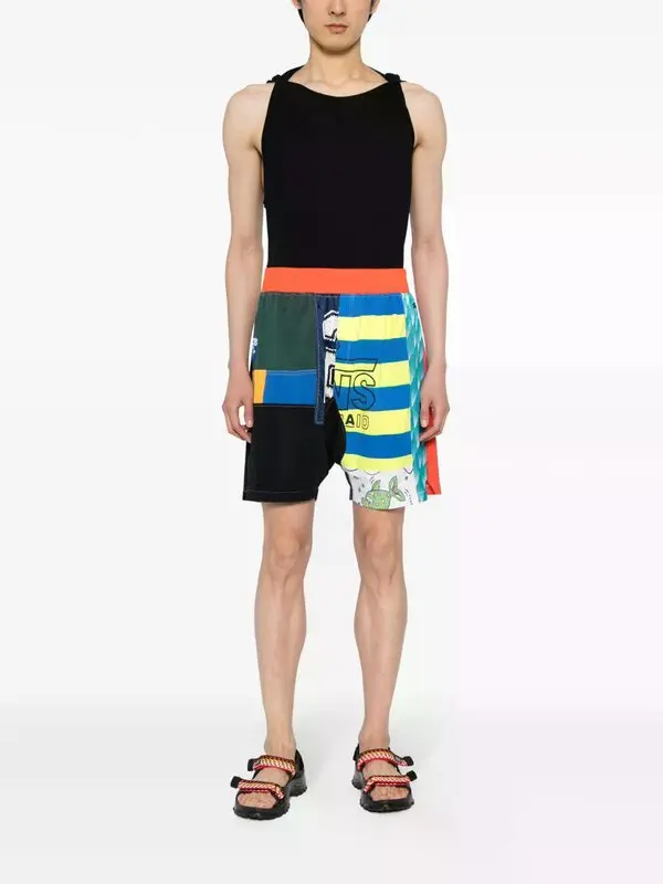 Amen Patchwork Cotton Jersey Track Shorts