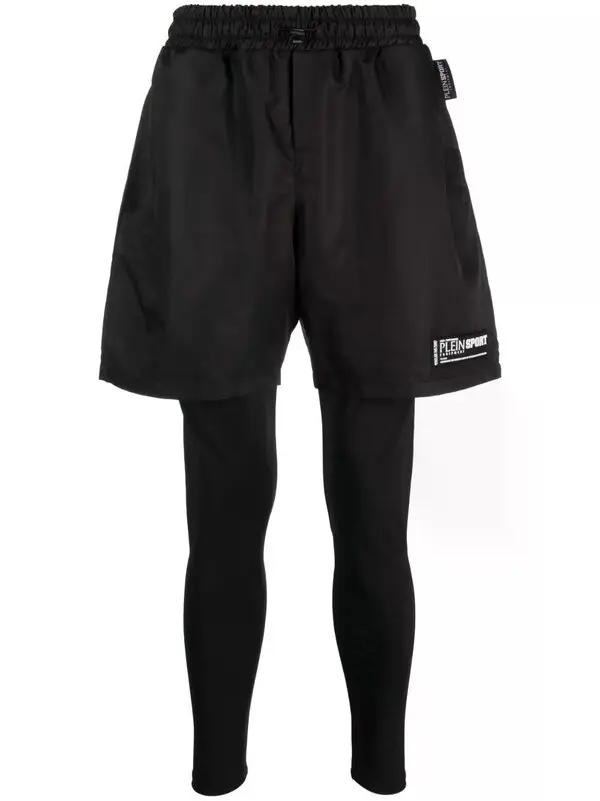 PLEIN SPORT Layered Running Shorts - Black