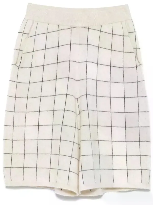 Frenckenberger Windowpane Check Knit Shorts - Neutrals