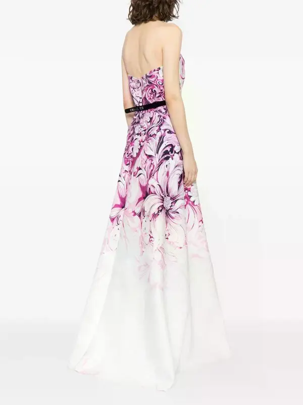 SAIID KOBEISY Floral-print Strapless Gown