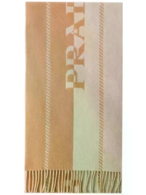 Prada Small Jacquard-logo Wool Scarf - Neutrals