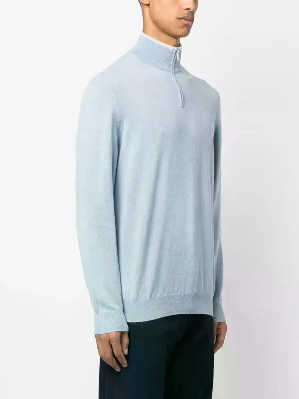 Fedeli Quarter-zip Cashmere Jumper - Blue
