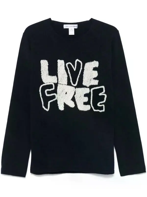 Comme Des Garçons X Fred Perry "live Free" Jumper - Blue