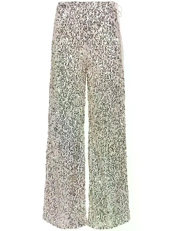 ROTATE BY BIRGER CHRISTENSEN Sequin Embellished Straight-leg Trousers - Neutrals