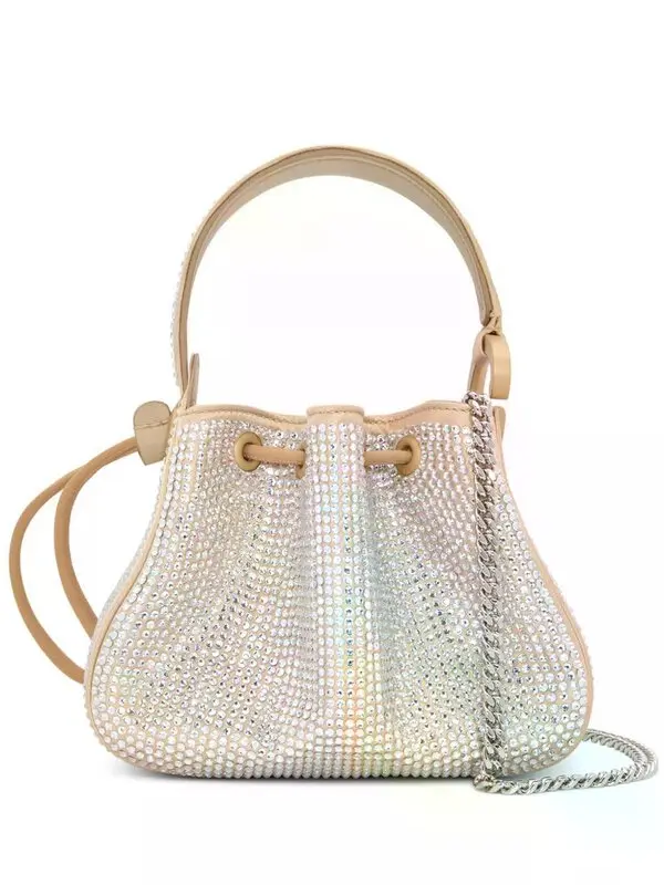 Oscar De La Renta Crystal-pavé Bag With Detachable Chain-link Shoulder Strap - Neutrals