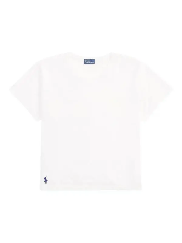 Polo Ralph Lauren Cropped T-shirt With Embroidered Logo - White