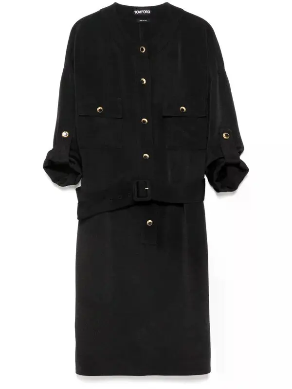 TOM FORD Textured Belted Mini Shirt Dress