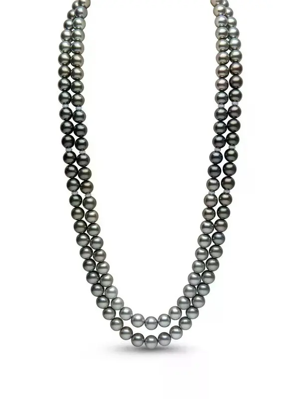 Yoko London 18k White Gold Ombré Tahitian Pearl And Diamond Necklace - Silver
