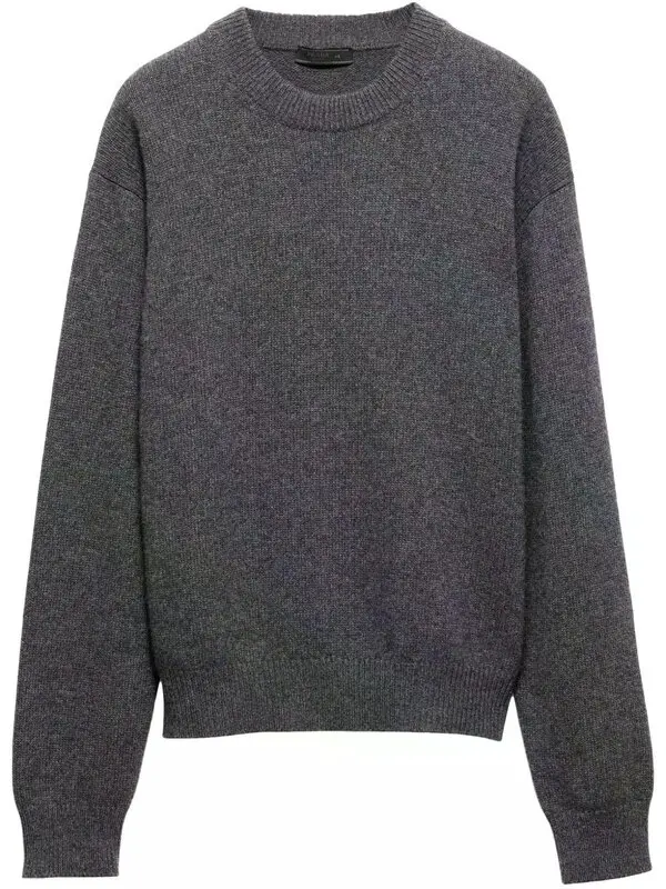 Prada Crew Neck Logo Patch Sweater