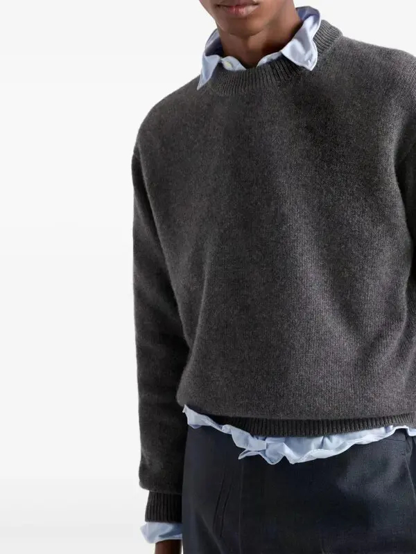 Prada Crew Neck Logo Patch Sweater