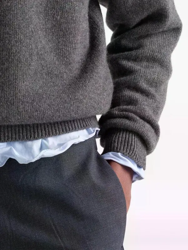 Prada Crew Neck Logo Patch Sweater