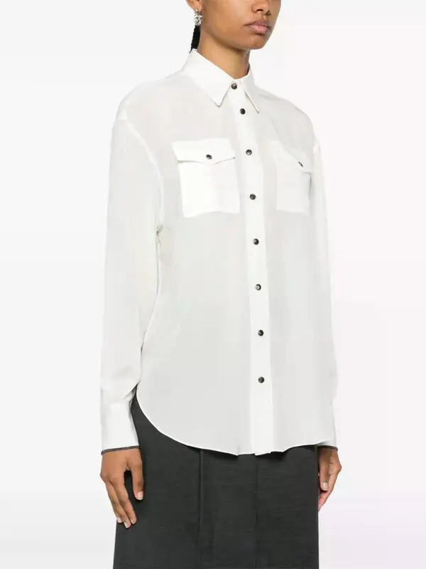 Brunello Cucinelli Silk Shirt With Monili Chain Detail
