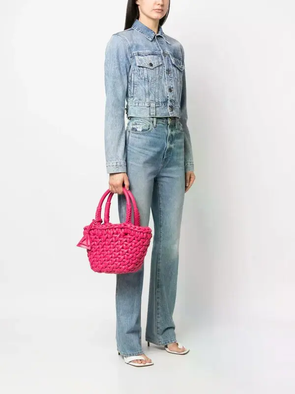 Alanui Interwoven Design Small Leather Tote Bag