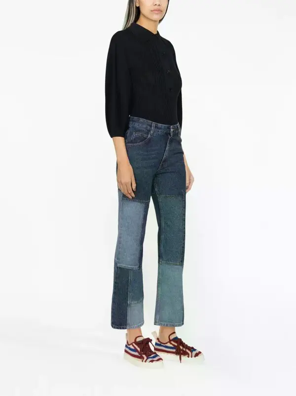 Chloé Patchwork Cropped Flared Jeans