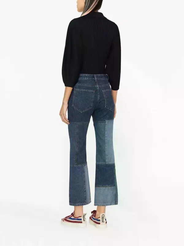 Chloé Patchwork Cropped Flared Jeans