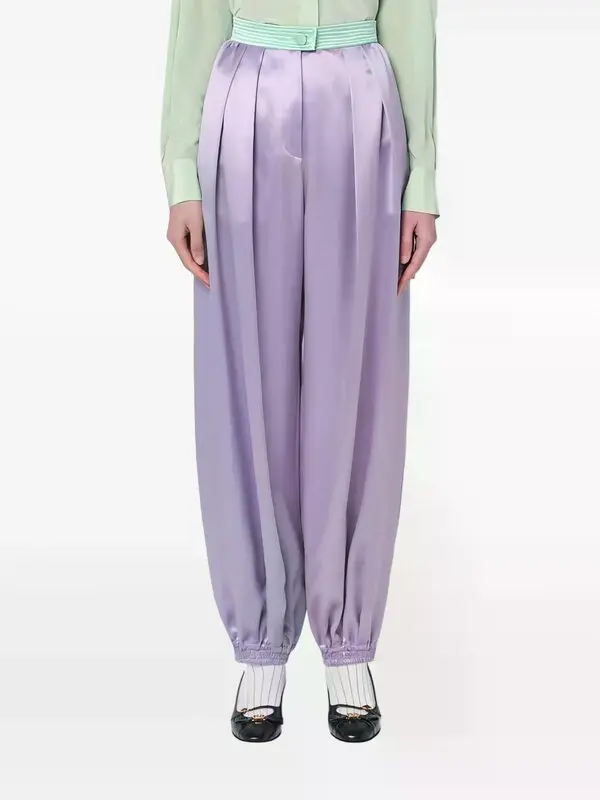 Valentino Garavani Lilac Silk Trousers With Elasticated Ankles