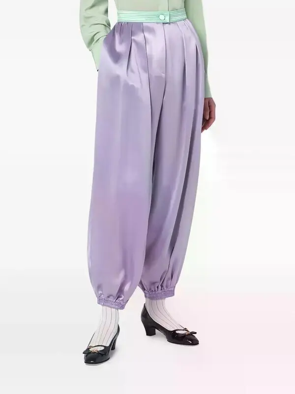 Valentino Garavani Lilac Silk Trousers With Elasticated Ankles