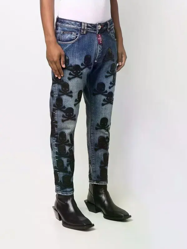 Philipp Plein Skull Patch Tapered Jeans