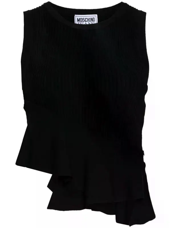 Moschino Knitted Ruffle Detail Top - Black