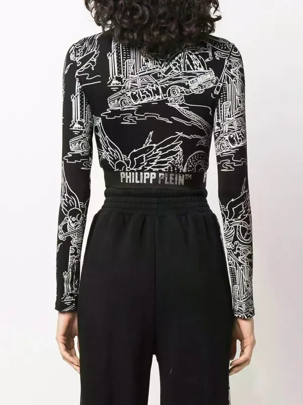 Philipp Plein Graphic Print Cropped Top