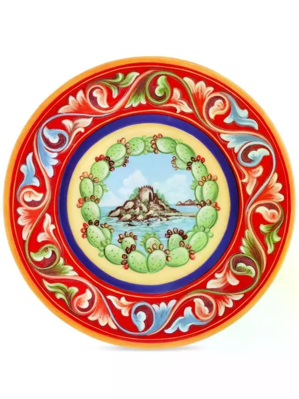 Dolce & Gabbana 2 Piece Fine Porcelain Dessert Plate Set - Red