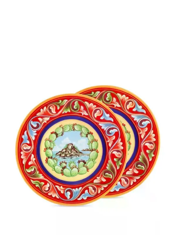 Dolce & Gabbana 2 Piece Fine Porcelain Dessert Plate Set