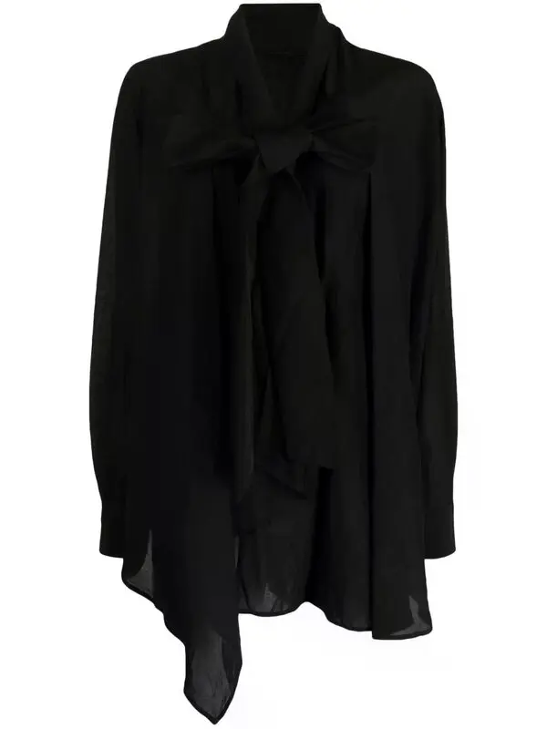 FORME D'EXPRESSION Long-sleeve V-neck Blouse With Knot Detailing