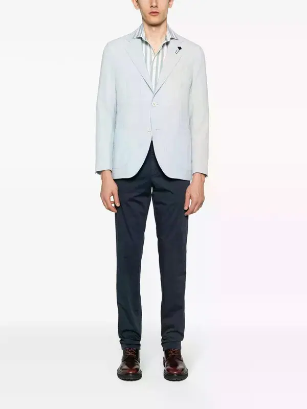 LARDINI Striped Single-breasted Blazer - Blue