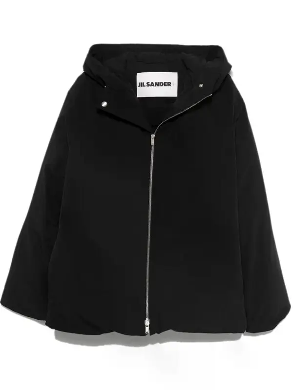 JIL SANDER Padded Zip-up Hooded Jacket - Black