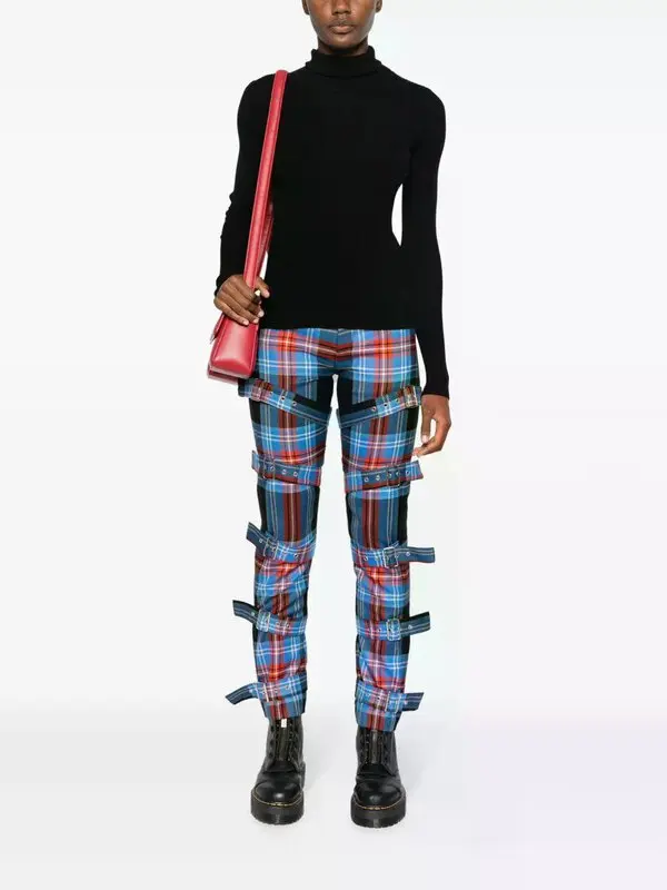 CHARLES JEFFREY Tartan Buckled Straight-leg Trousers