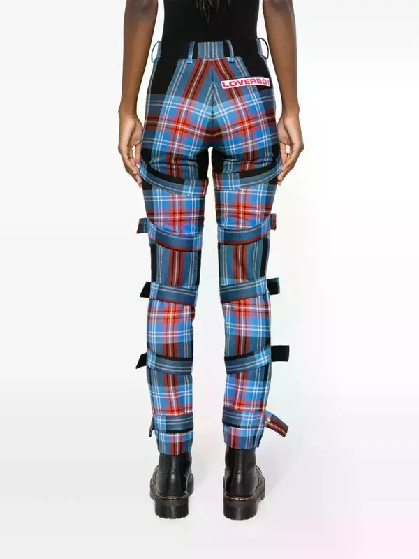 CHARLES JEFFREY Tartan Buckled Straight-leg Trousers