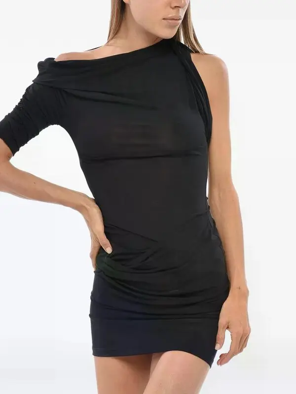 Jacquemus La Mini Robe Draped Mini Dress - Black