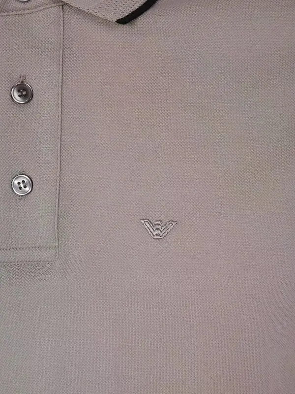 Emporio Armani Embroidered-logo Cotton Polo Shirt - Neutrals