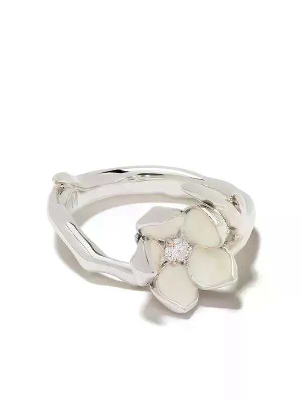 SHAUN LEANE Cherry Blossom Diamond Ring - Silver
