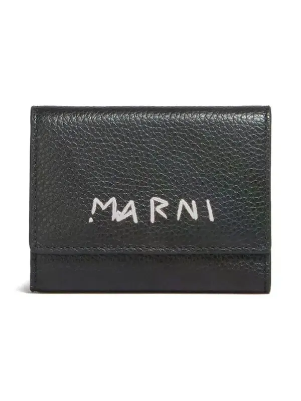 Marni Logo-embroidered Leather Key Holder - Black