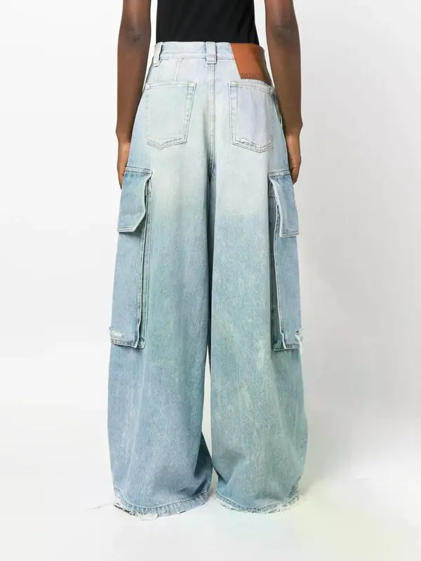 Palm Angels Ripped Detail Wide-leg Jeans