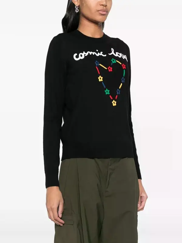 Rossignol Embroidered Heart Crew Neck Sweater - Black