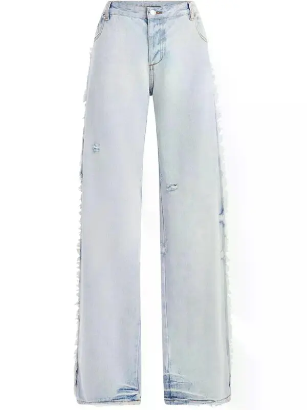 SEROYA Roma Wide-leg Jeans With Frayed Detailing