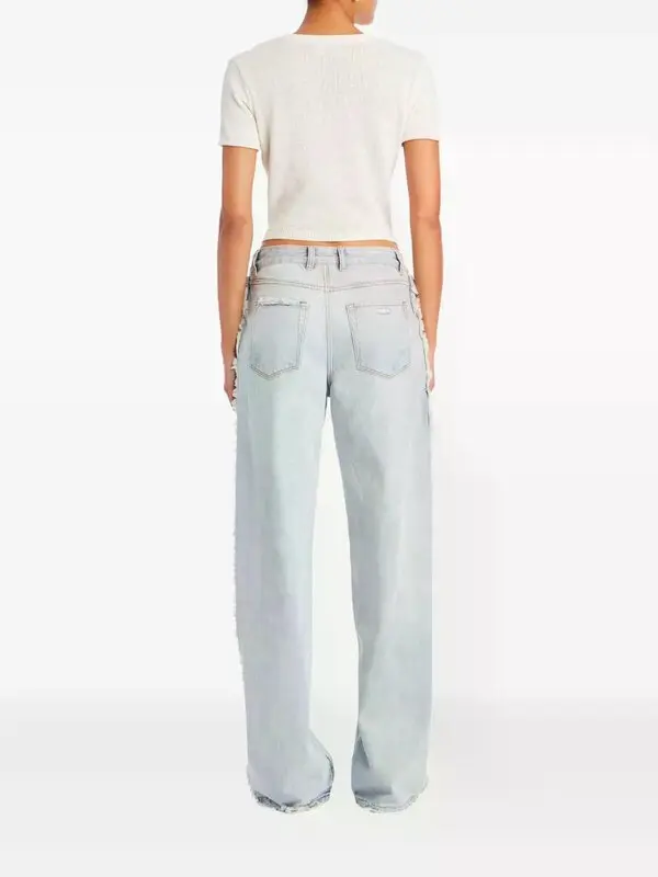 SEROYA Roma Wide-leg Jeans With Frayed Detailing