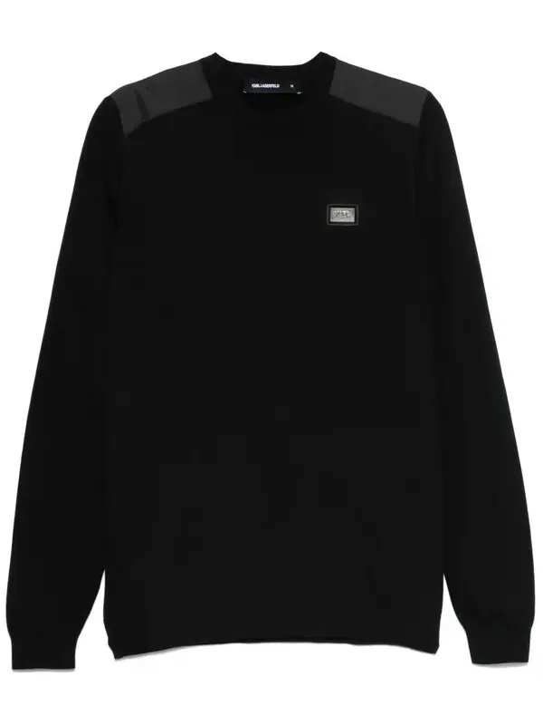 Karl Lagerfeld Logo Plaque Crew Neck Sweater
