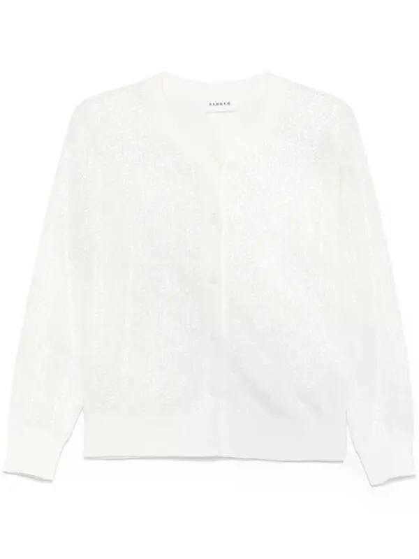 P.a.r.o.s.h Sequined Crew Neck Cardigan - White