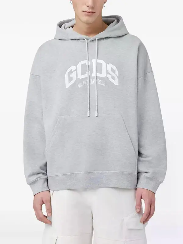 Gcds Logo-print Cotton Blend Hoodie - Grey