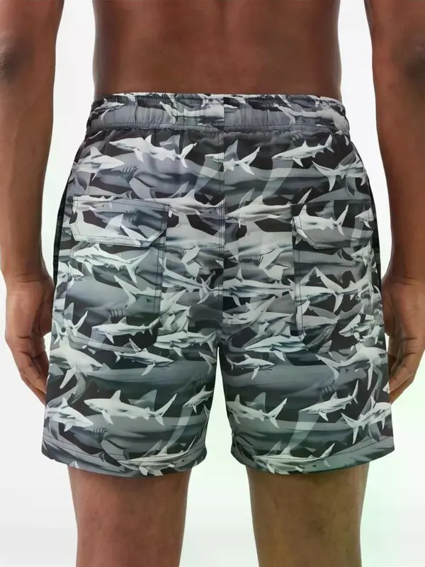 LET'S SWIM Shark Print Swim Shorts
