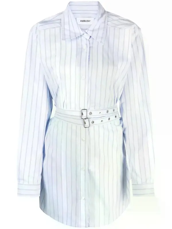 AMBUSH Striped Cotton-blend Shirtdress